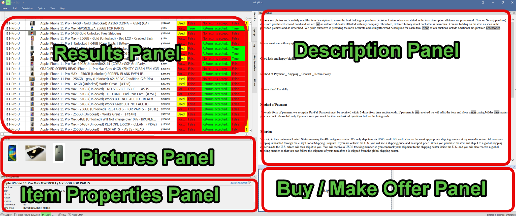 Workspace & Panels - uBuyFirst
